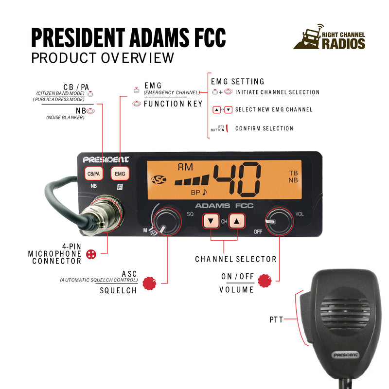 President Adams CB Radio | Right Channel Radios
