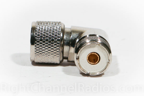Right Angle Male-to-Female UHF Connector | Right Channel Radios